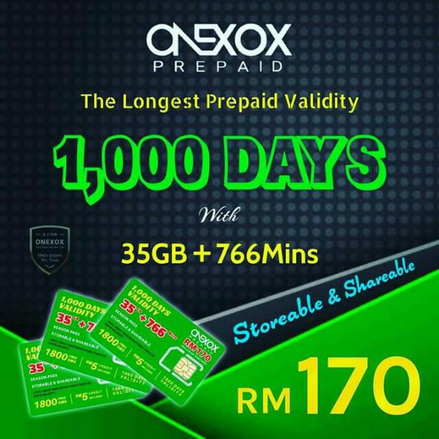 Onexox Prepaid 1000 DAYS Validity | Shopee Malaysia