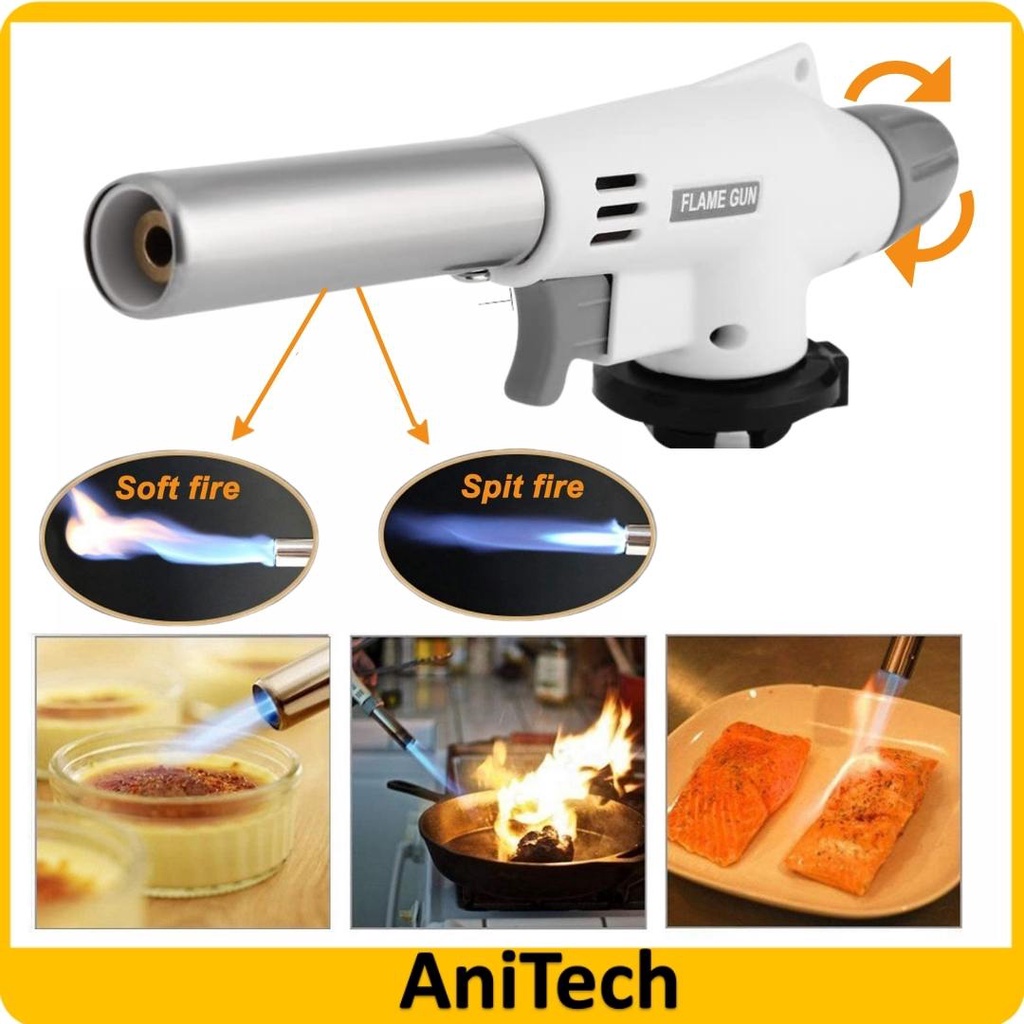 POWERFUL Portable Metal Flame Gun Butane Gas Torch Flaming Thrower ...