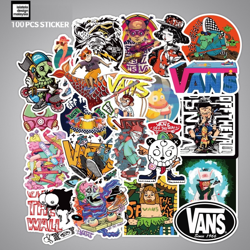 100pcs VANS FANS Vinyl Decal graffiti STICKERS bomb for laptop, fridge ...