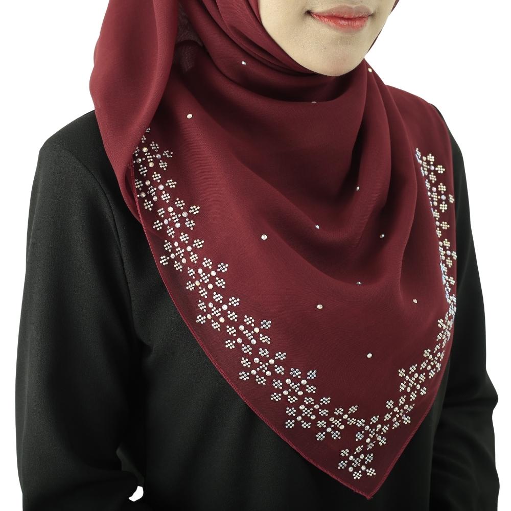 [HIDAYU PREMIUM] SnowWhite Tudung Bawal Cotton Batu Manik Tabur ...
