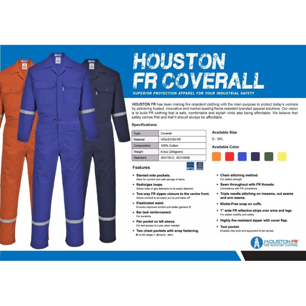 HOUSTON NAVY BLUE FIRE RETARDENT FRC COVERALL-KALIS API | Shopee Malaysia