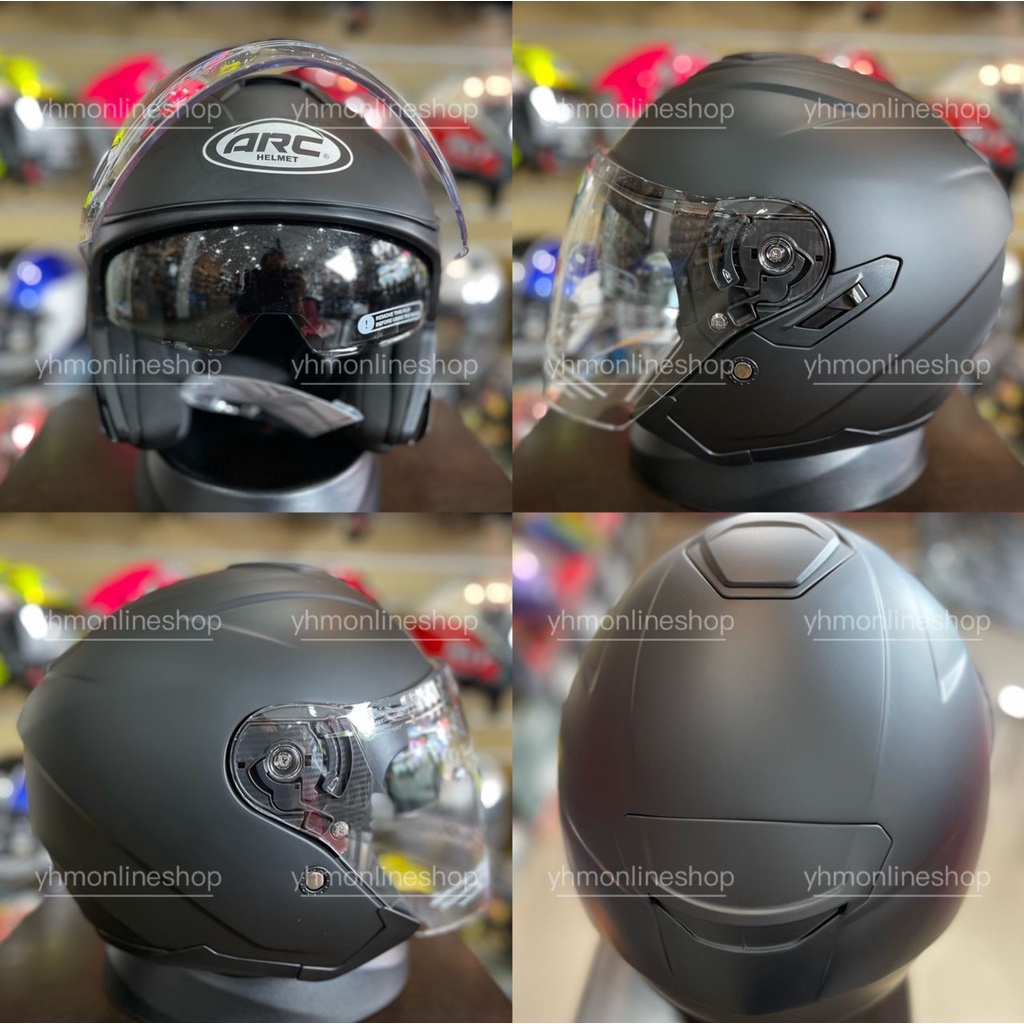 ARC Spectrum Fibre Plain Matt Black Helmet (Double Visor) | Shopee Malaysia