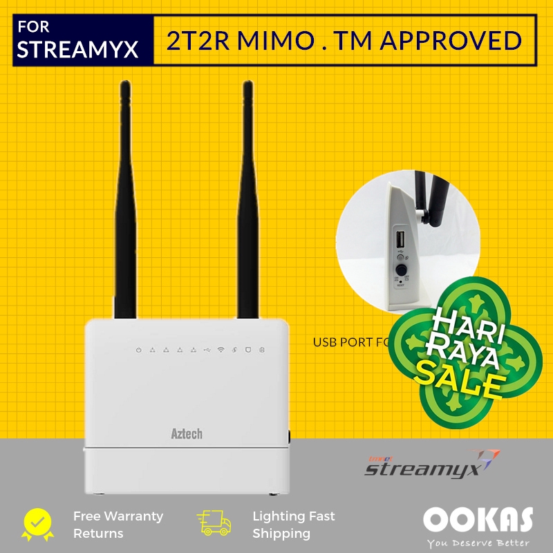 Aztech DSL5028EN N300 ADSL2 Streamyx Wireless Wifi Modem Router With ...