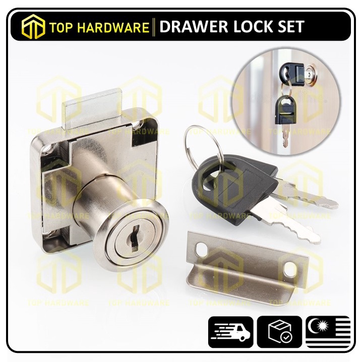 TOP🇲🇾 Security Lock Drawer Lock Set Square Lock Set 2 Key Lock System ...