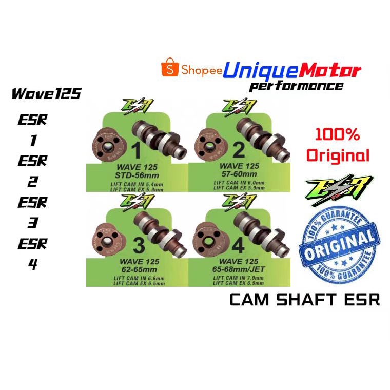 ESR MOTOR RACING Camshaft w125 ESR1 ESR2 ESR3 ESR4 Wave 125 Cam Shaft ESR 1 ESR 2 ESR 3 ESR 4 ...
