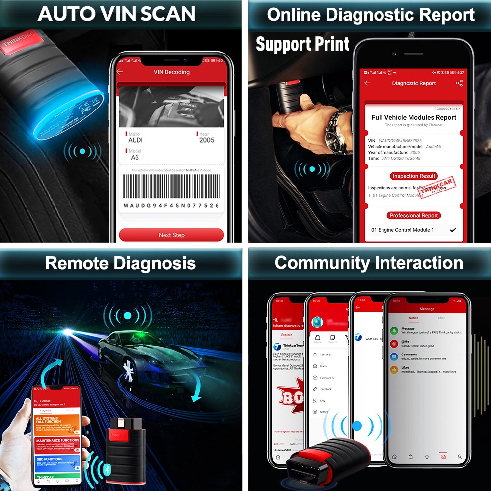 ThinkDiag Car Code Reader Scanner All Softwares Action Test ECU Coding ...