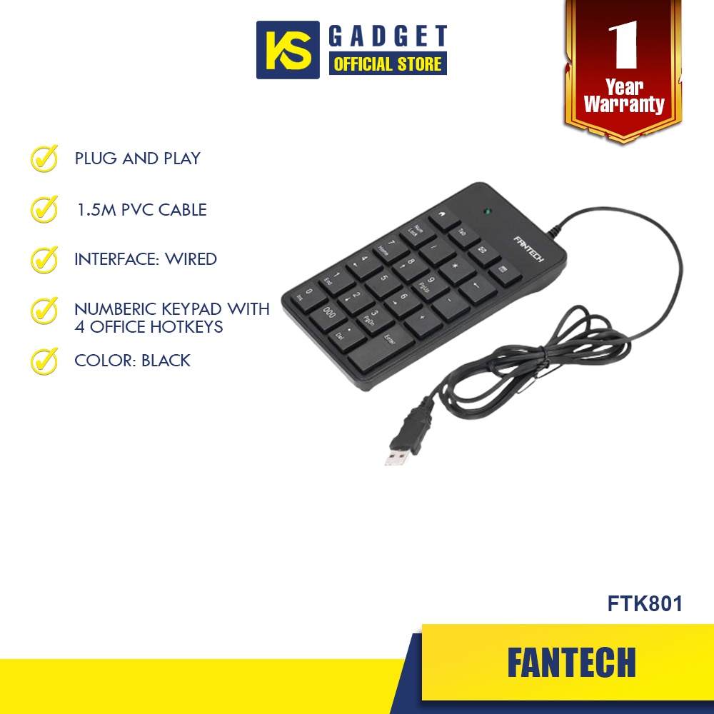 FANTECH FTK-801 Numberic Keypad With 4 Office HotKeys | Shopee Malaysia