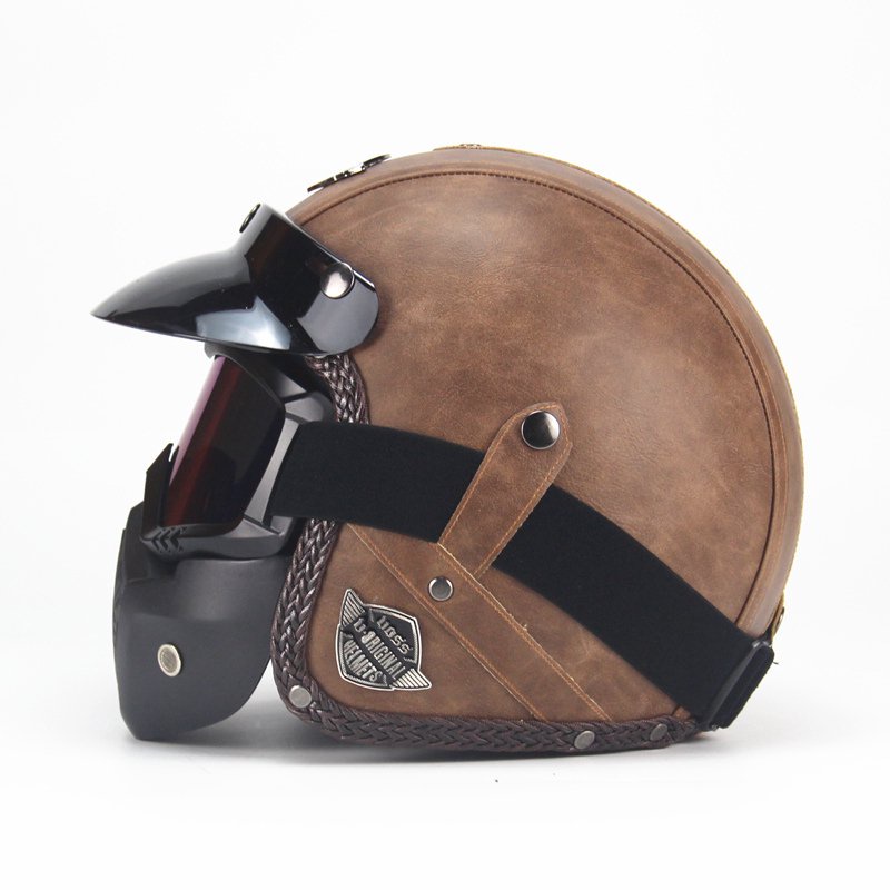 READY STOCK Retro Motor Helmet Harley Full Face Motorcycle Chopper ...