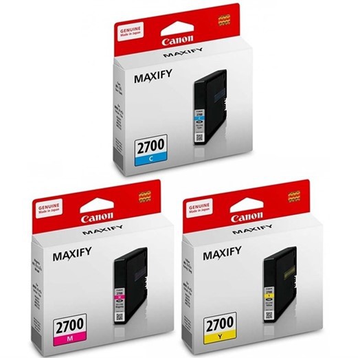 Canon PGI-2700 (Genuine) Black Cyan Magenta Yellow XL iB4070 MB5370 ...