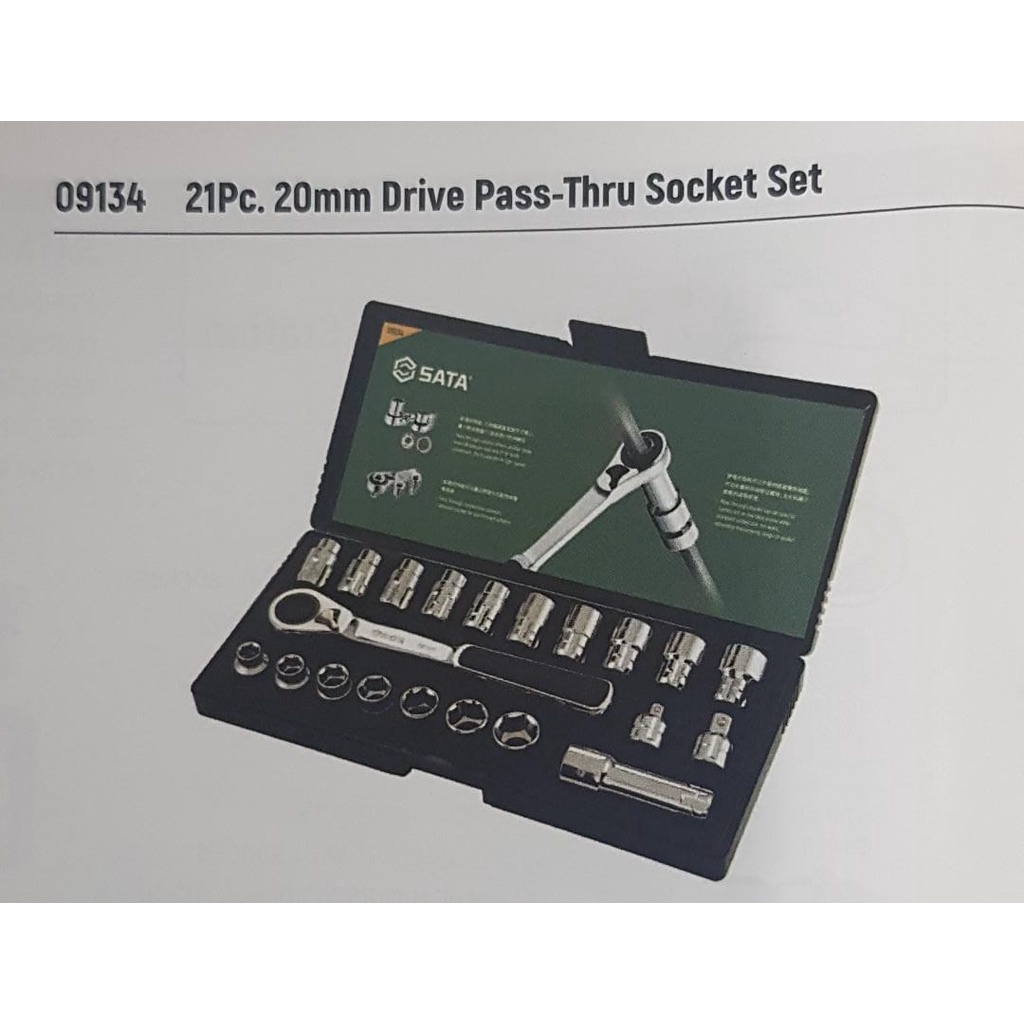 Sata 09134 3/8″ Drive 6 Point Metric/SAE Pass-thru Socket Set | Shopee Malaysia