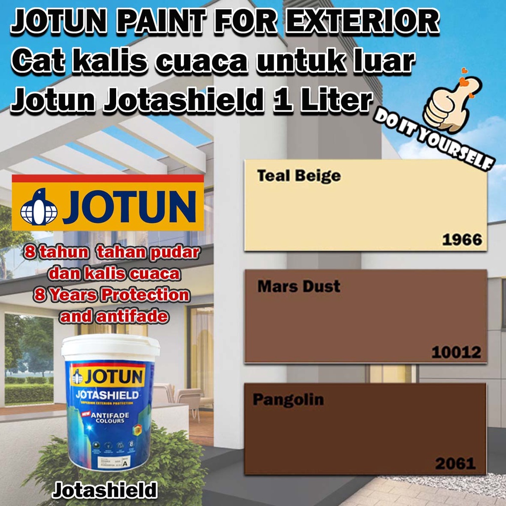 Jotun Jotashield Paint 1 Liter Teal Beige 1966 / Mars Dust 10012 ...