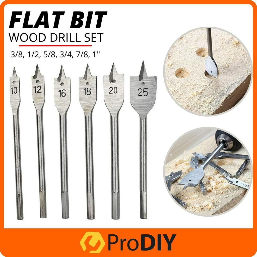 6PCS 10mm 12mm 16mm 18mm 20mm 25mm Flat Bit Wood Drill Bit Set Wood ...