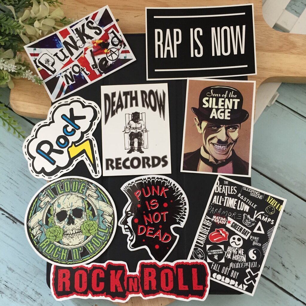 Rock and Roll Punk Sticker Waterproof Coating Stick On Luggage ...
