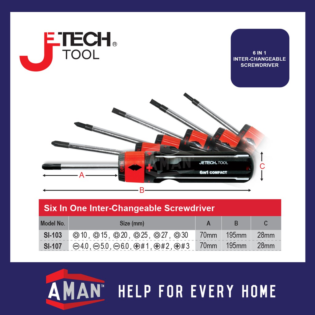 JETECH 6 in 1 Compact Screwdriver | Shopee Malaysia