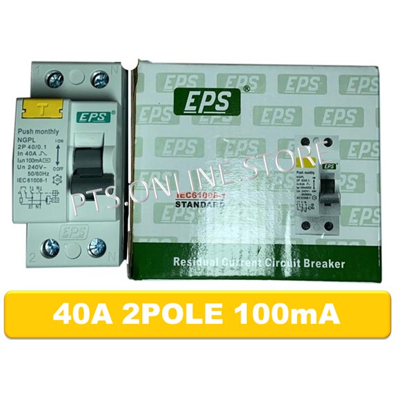 EPS ELCB (RCCB) 40A 2Pole 100mA - Single Phase | Shopee Malaysia