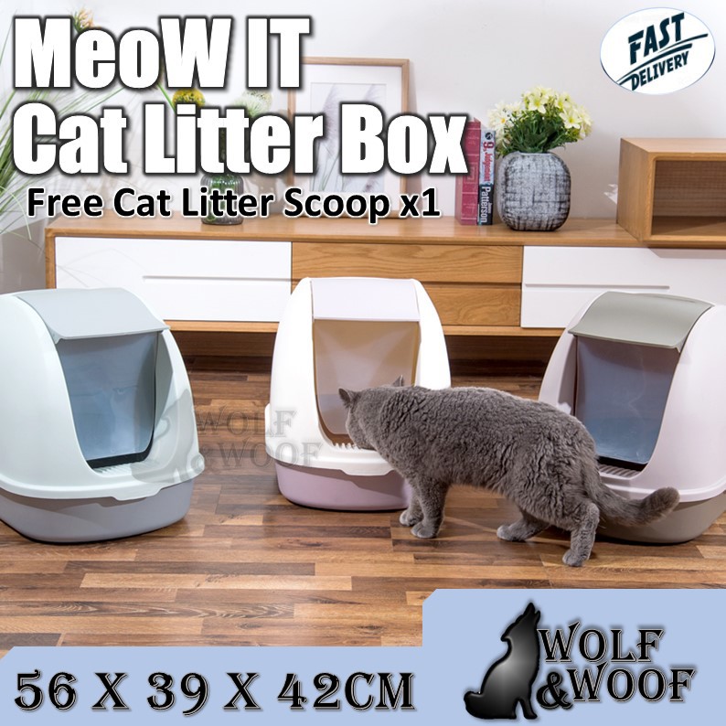 ( FREE SCOOP ) Meow IT Cat Litter Hooded Jumbo Size / Cat Litter Box ...