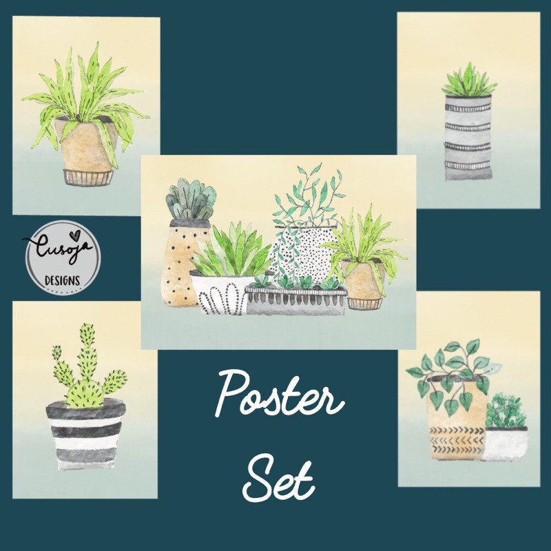 Set of 5 Poster, Hiasan dinding, A4 A3, NO FRAME, Wall Art, Gambar ...