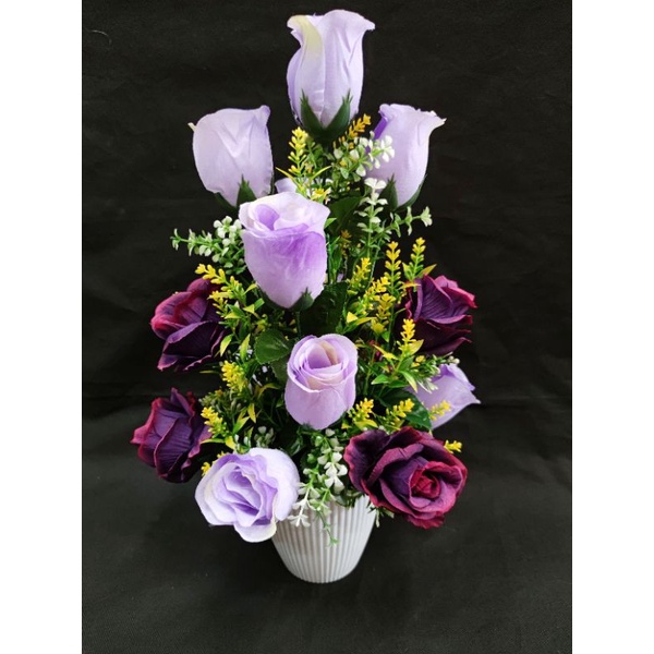 Bunga meja siap gubah bunga rose baldu bulat 57 | Shopee Malaysia