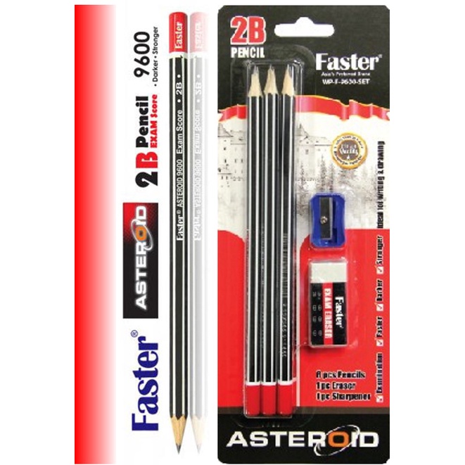 Faster 2B Pencil Set Stationery Set Blister Card WFP9600 Set (Alat ...