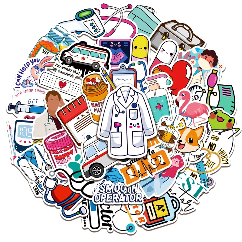 50pcs Doctor Stickers Waterproof Cute Doctor Stickers for Laptop ...