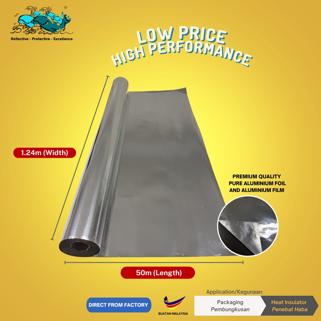 TAC-999 Aluminium Foil Paper Foil (50M-L) Packaging Penebat Haba Heat ...