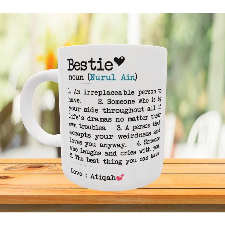 Bestie Personalised Mug with own photo /Name, birthday, gift, hadiah ...