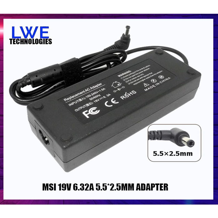 120W MSI MS-1722 19V 6.32A AC Power Adapter for GE60 GE70 PE70 GP60 ...