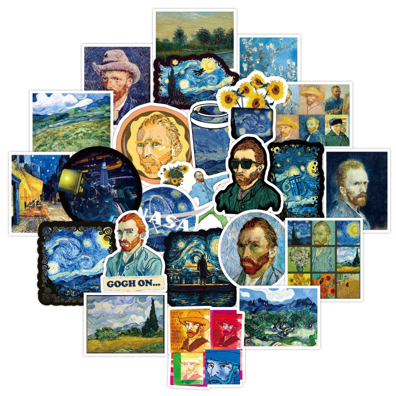 50Pcs/Set Vincent Willem van Gogh Series 03 Stickers DIY Fashion ...