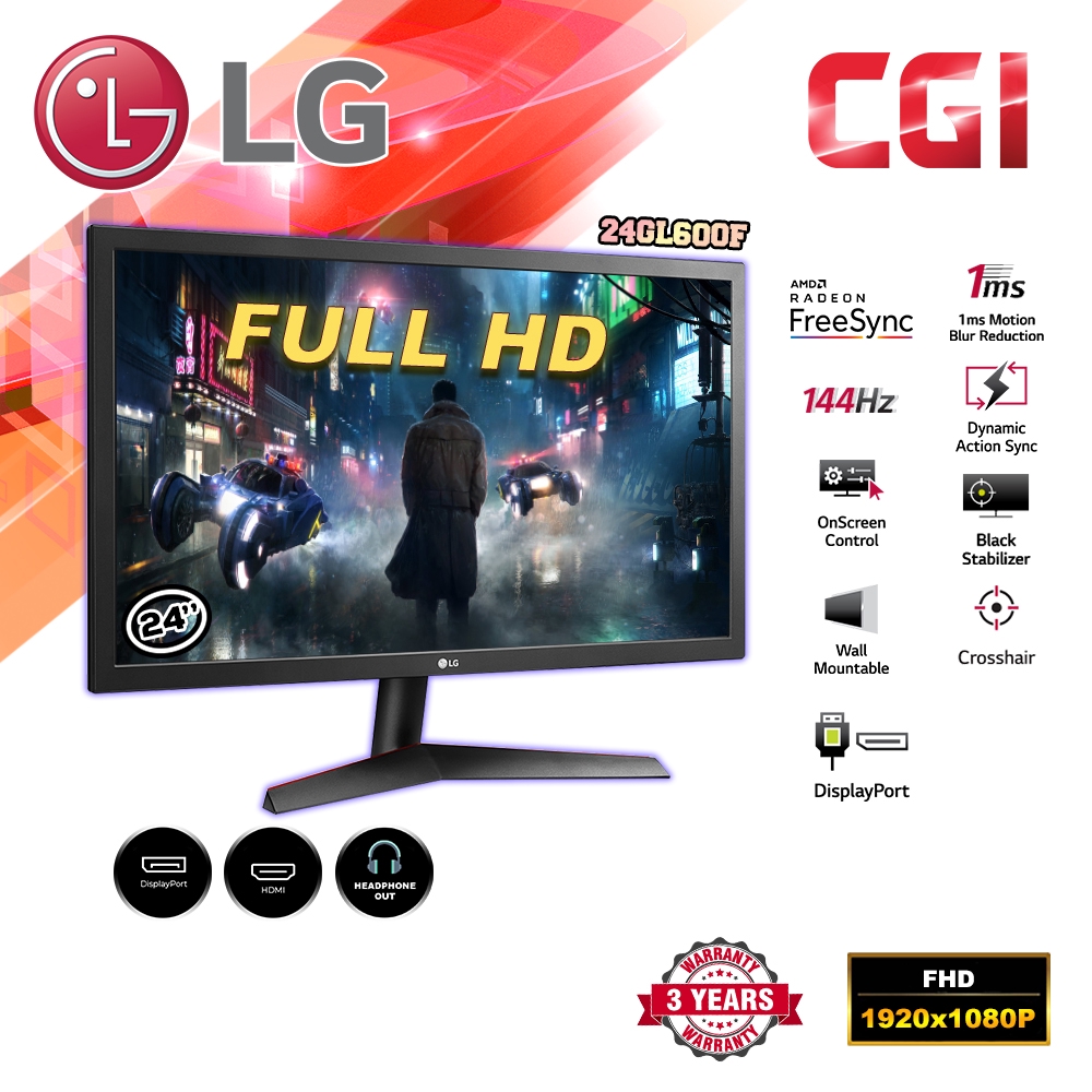 LG 24" 24GL600F UltraGear 144Hz Radeon FreeSync Gaming Monitor | Shopee ...