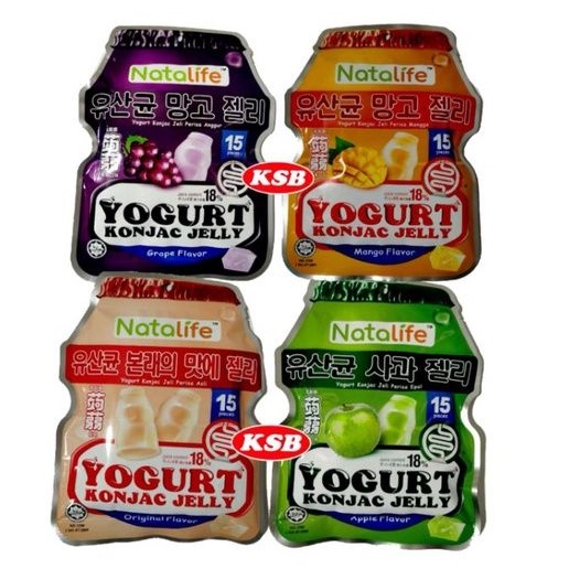 【20g x 15 pcs】300g Natalife Yogurt Konjac Jelly 【18% Juice Content】Apple /grape/mango/Original ...