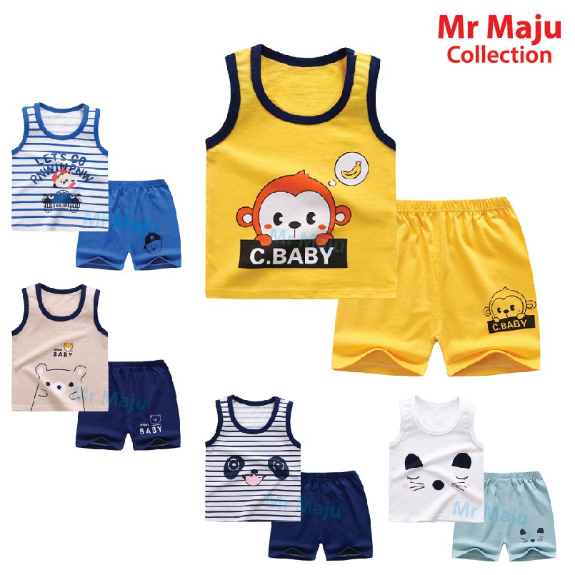 MR MAJU CPSI-MP01 Korean Summer Baby Boy Girl Cloth Pant Set Romper Body Jump Suit Wear Travel ...