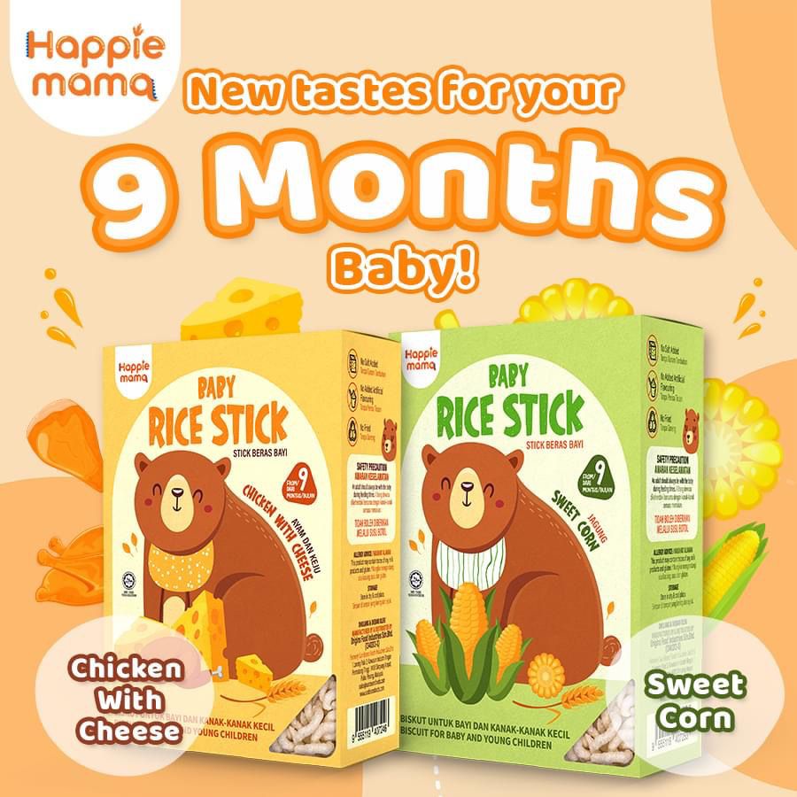 Happiemama Baby Rice Stick Biskut Bayi 9 bulan Combo Sets (2x30g ...