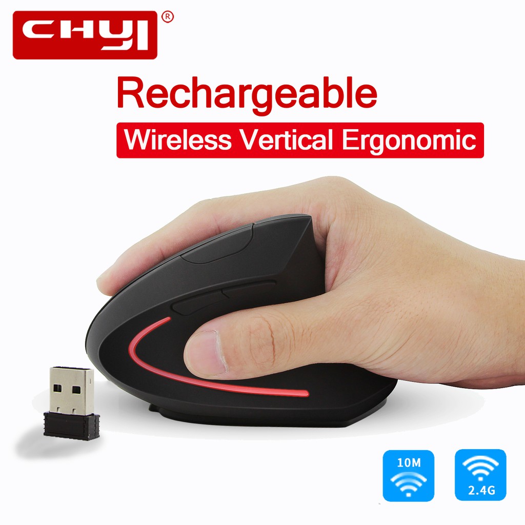 Wireless Vertical Rechargeable Mouse Ergonomic 2.4G Optical Mice Game ...