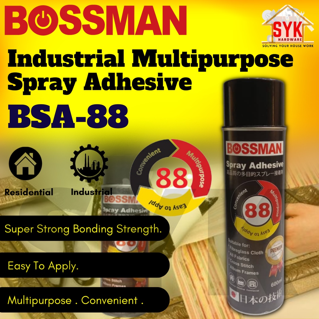 SYK Bossman BSA-88 Industrial Multipurpose Spray Adhesive Glass Fabric ...