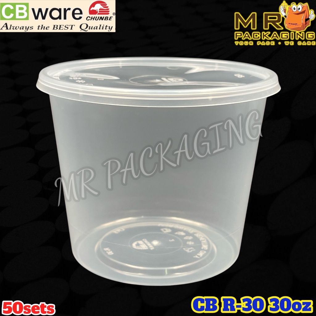 CB R30 Round Container with Lid ( 50sets± ) 780ml 30oz Plastic Food Box ...