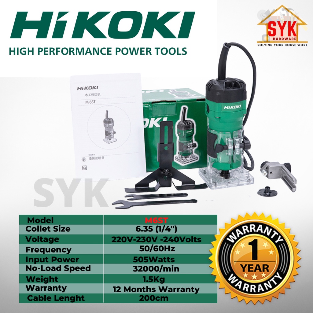 (FREE SHIPPING) SYK HITACHI HIKOKI M6ST 6.35MM Wood Electric Trimmer ...