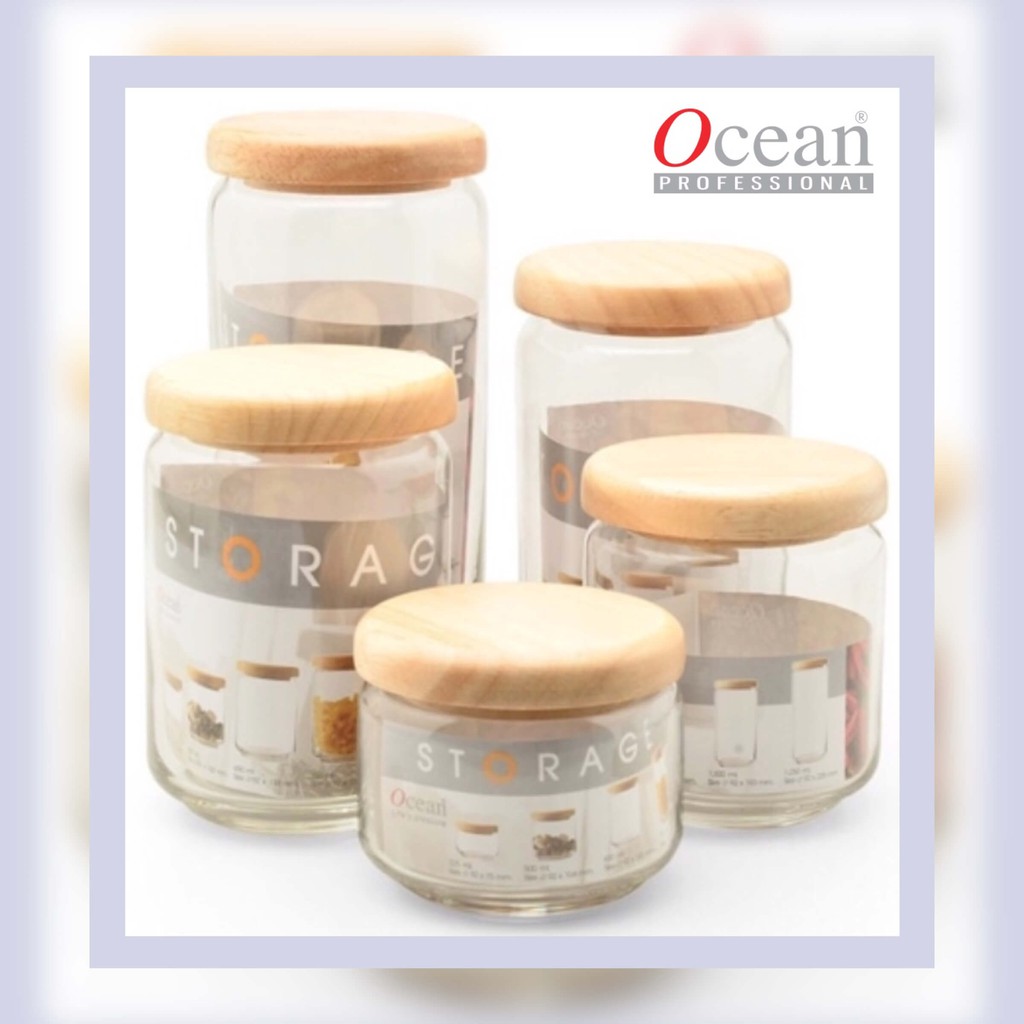 🇲🇾 Ready Stock 🇲🇾 Ocean Pop Jar with Wooden Lid / Glass Storage Jar ...