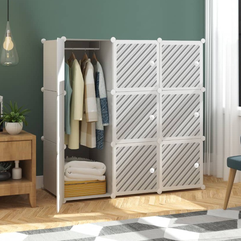 9 cube White DIY Multipurpose Wardrobe Cabinet Clothes Storage ...