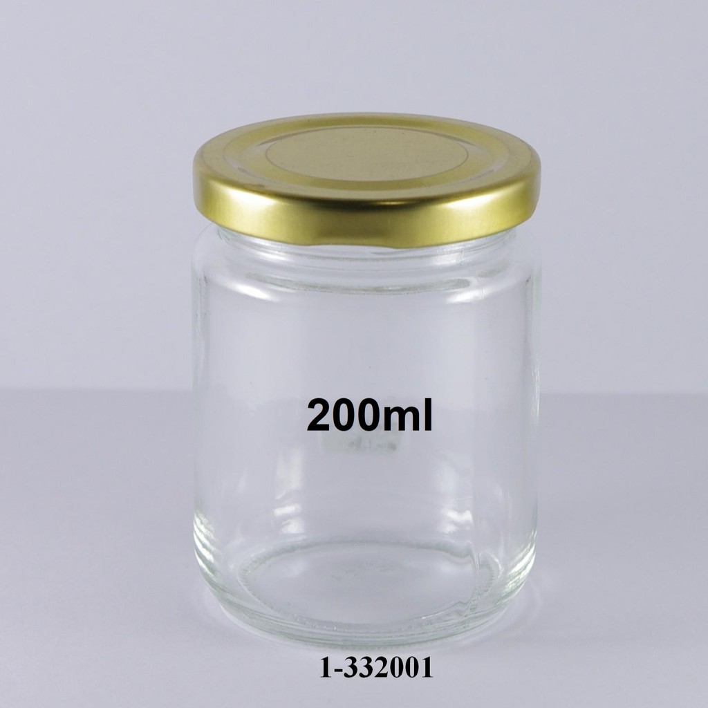 1pc - Round Glass Jar/ Food Jar, Clear Glass, Gold Lid, Food Container ...
