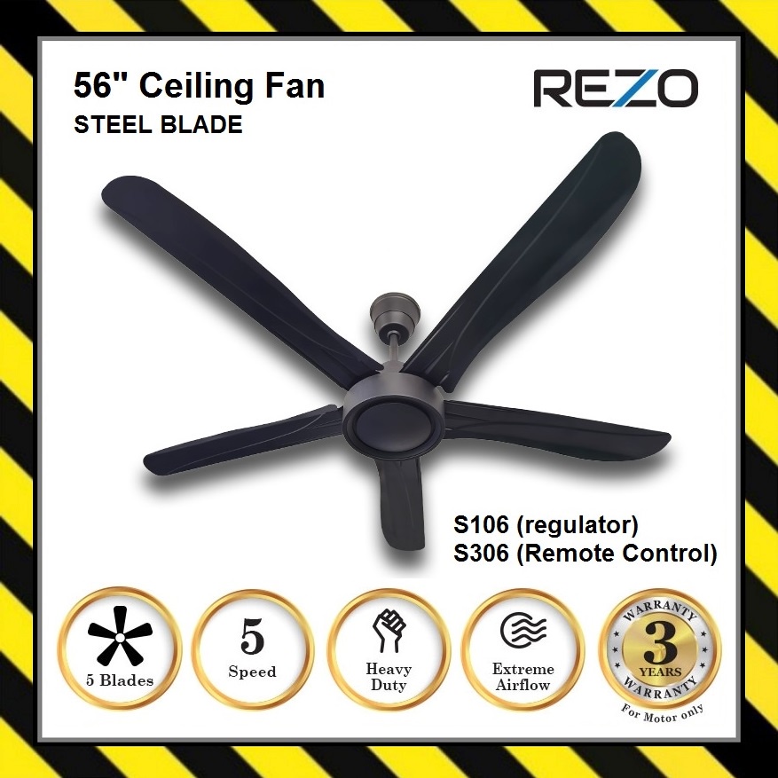 REZO 5 SPEED 60’’ CEILING FAN S106 S306 BLACK MODERN DESIGN CEILING FAN ...