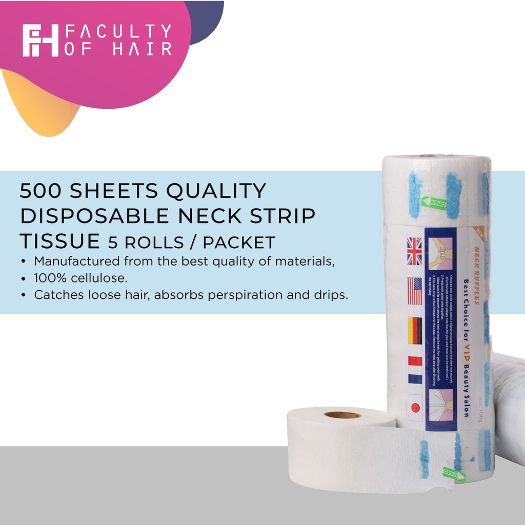 Salon Quality Disposable Neck Strip 500 sheets (5 Rolls/Packet ...
