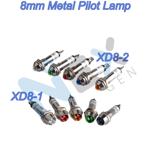 XD8-1 XD8-2 Metal LED metal 8mm Pilot Lamp LED Indicator Metal ...