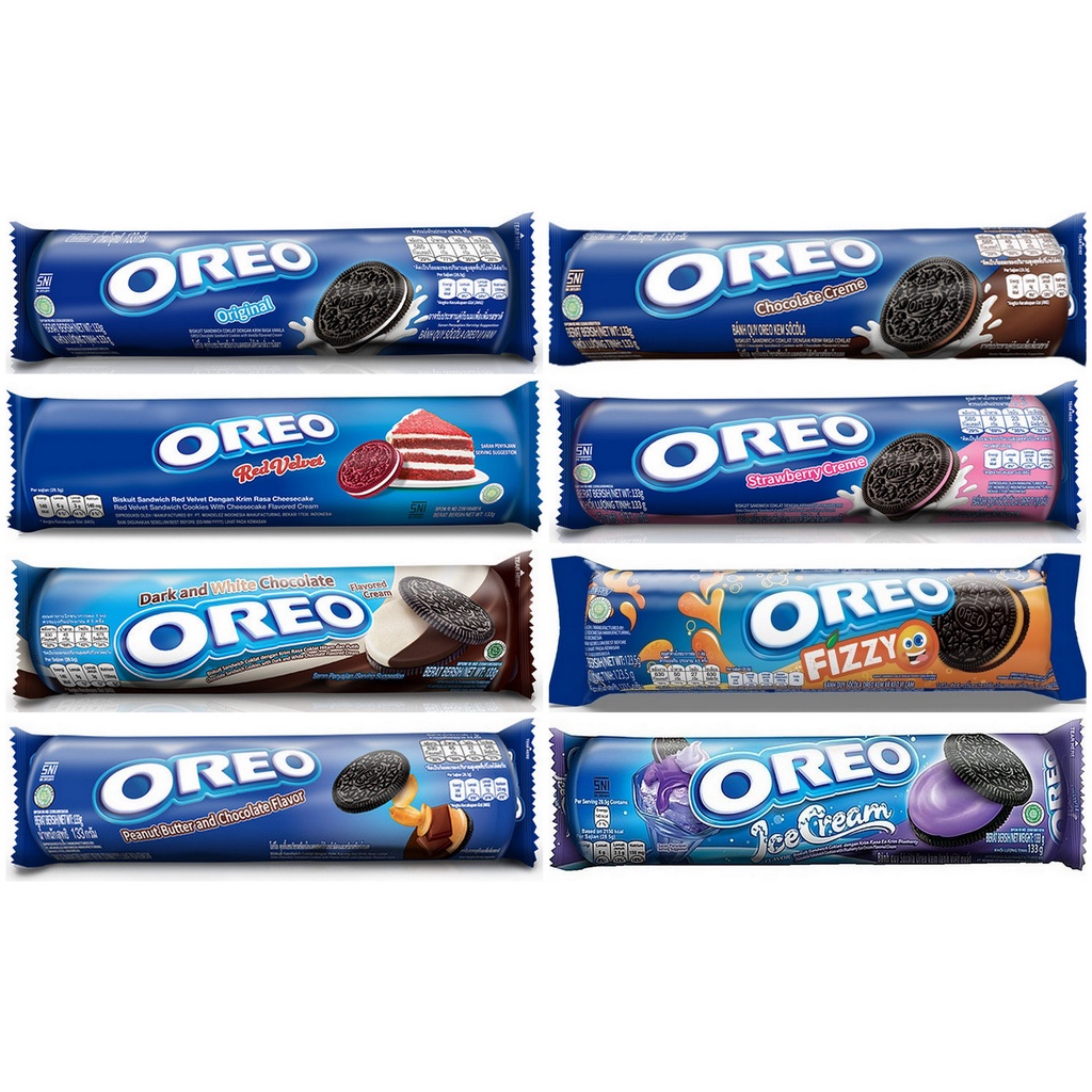 Oreo Sandwich Biscuits 123.5g - Original Vanilla Chocolate Strawberry ...