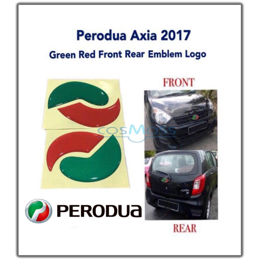 PERODUA AXIA 2017 2018 2019 EMBLEM LOGO 2PCS (Front & Rear Sticker ...
