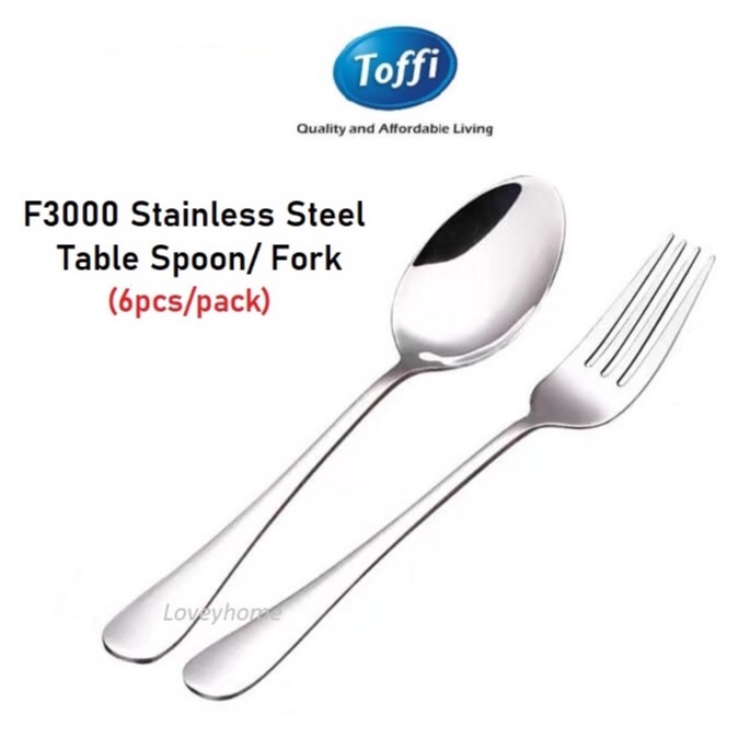 Toffi 6pcs Stainless Steel Table Spoon Fork Set Dining Cutlery Flatware