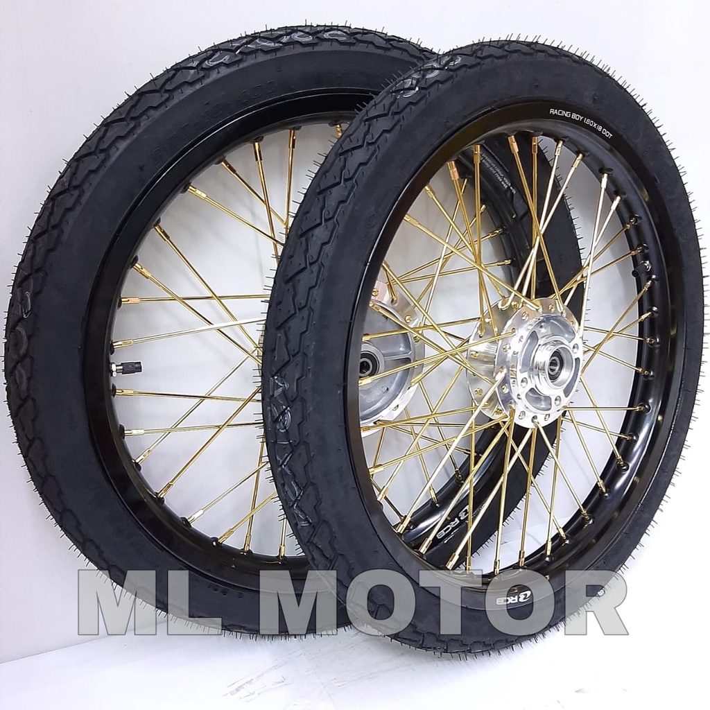WAVE 125 W125 Full Set Pnp Racing Boy 1.60x18 Black, Spoke Lidi Gold ...