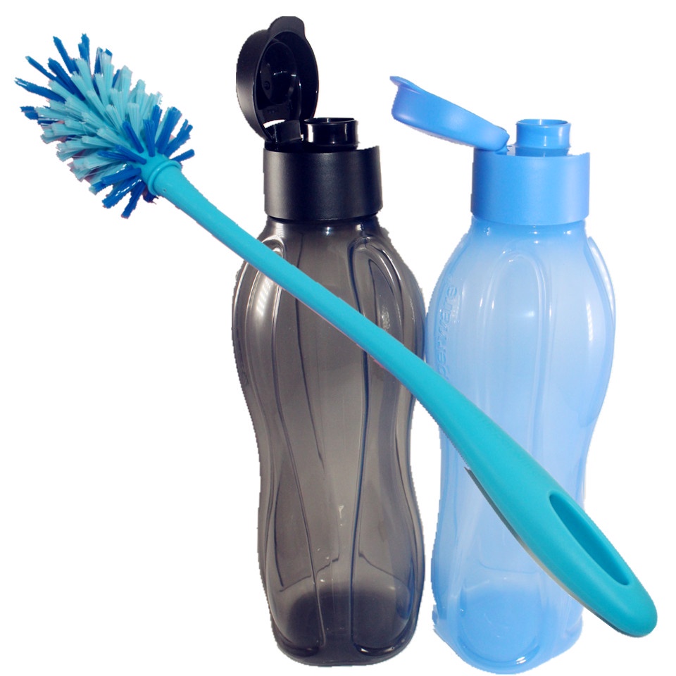 Tupperware Flip Top Eco Bottle 1L Black OR Blue/ BRUSH 39CM (Berus ...