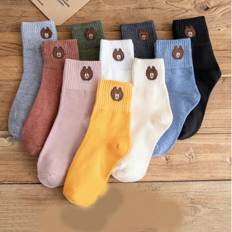 SM Female Socks Thin Bear Boat Socks Cute Korean Cotton Socks (Ready ...