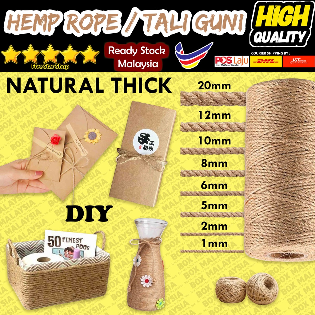 1mm-20mm Brown Hemp Rope / Tali Guni / Jute Rope Twine Cord String ...