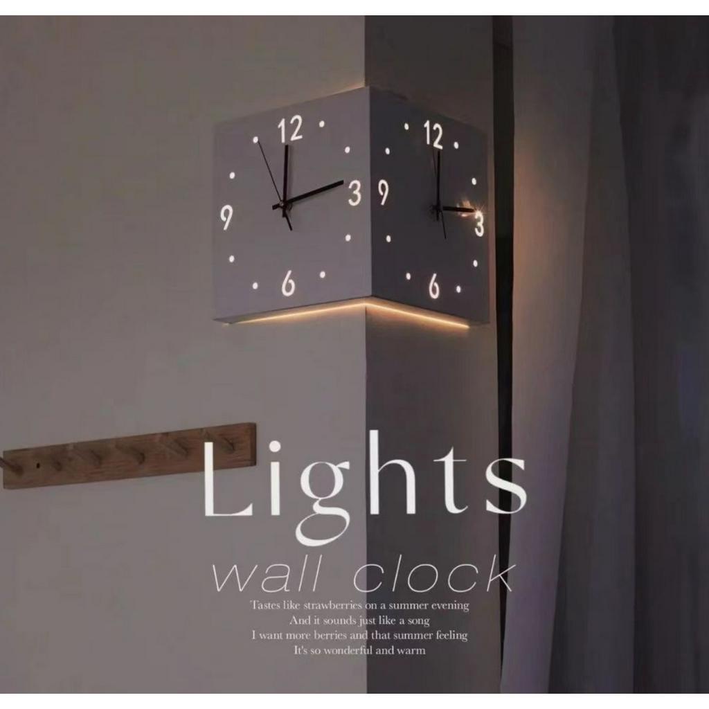 Modern Creative Wall Clock Induction Luminous Corner Clock Square ...
